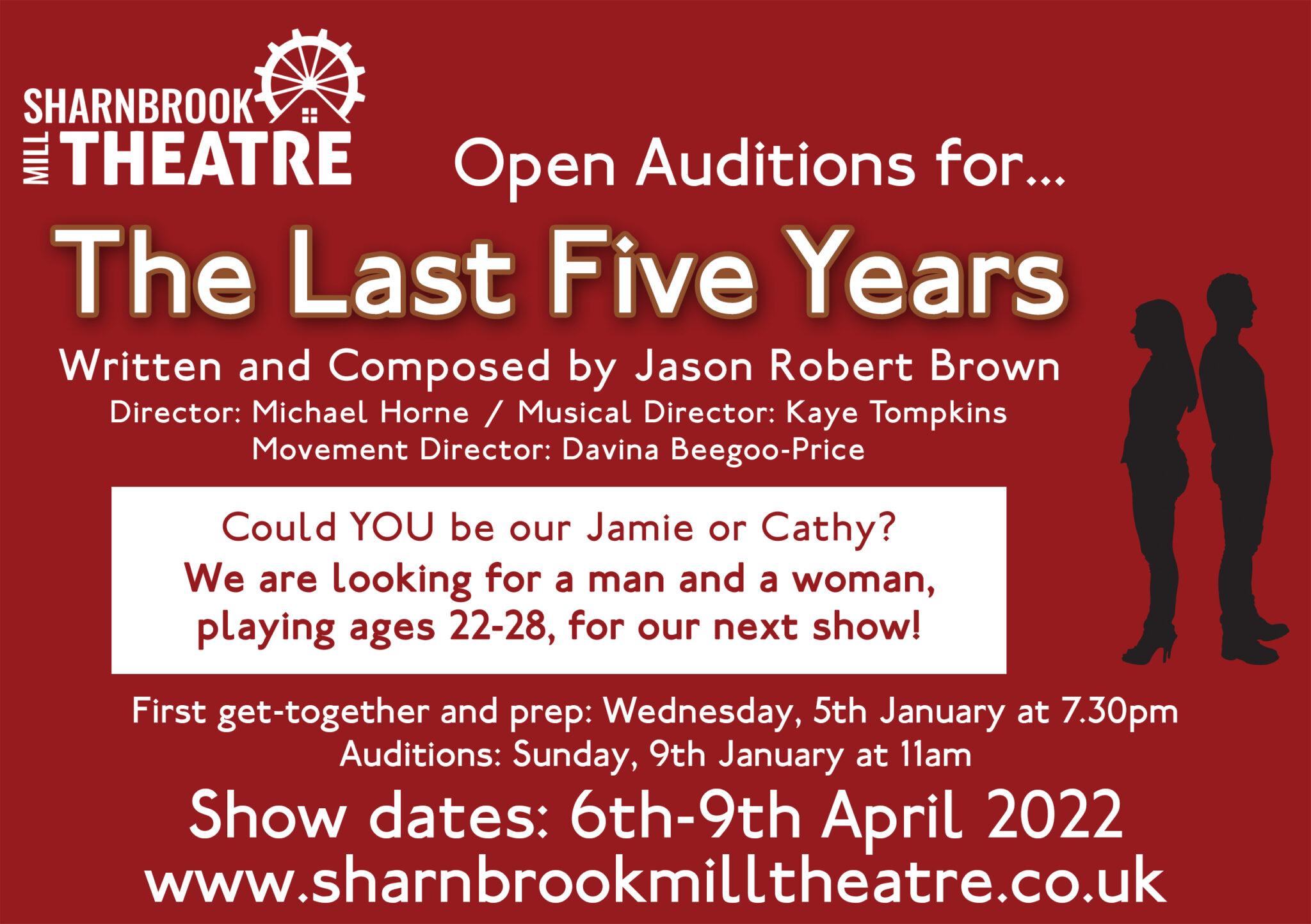 Audition announcement – The Last Five Years – Sharnbrook Mill Theatre